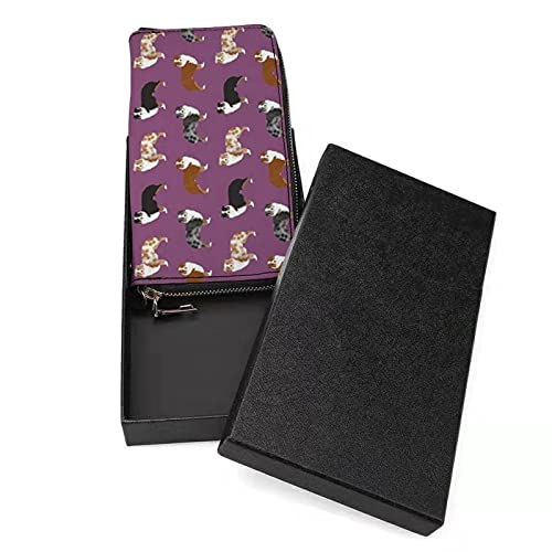 Australian Shepherd Dogs PU Leather Clutch Wallets Long Zip Purse Tote Handbag With Removable Wristlet For Women Girl's