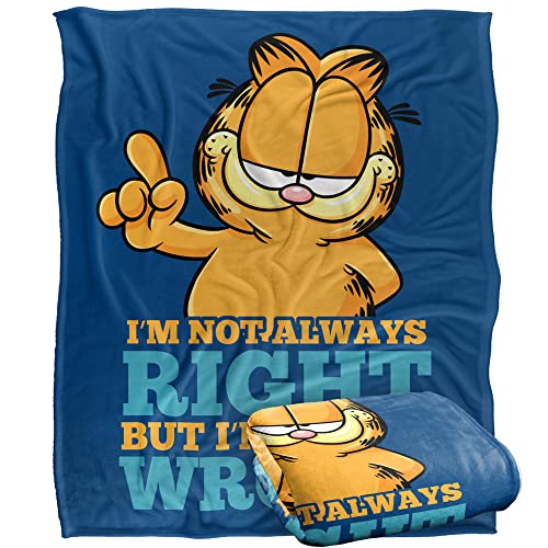 Garfield Blanket, 50"x60", Never Ever Wrong Silky Touch Sherpa Back Super Soft Throw