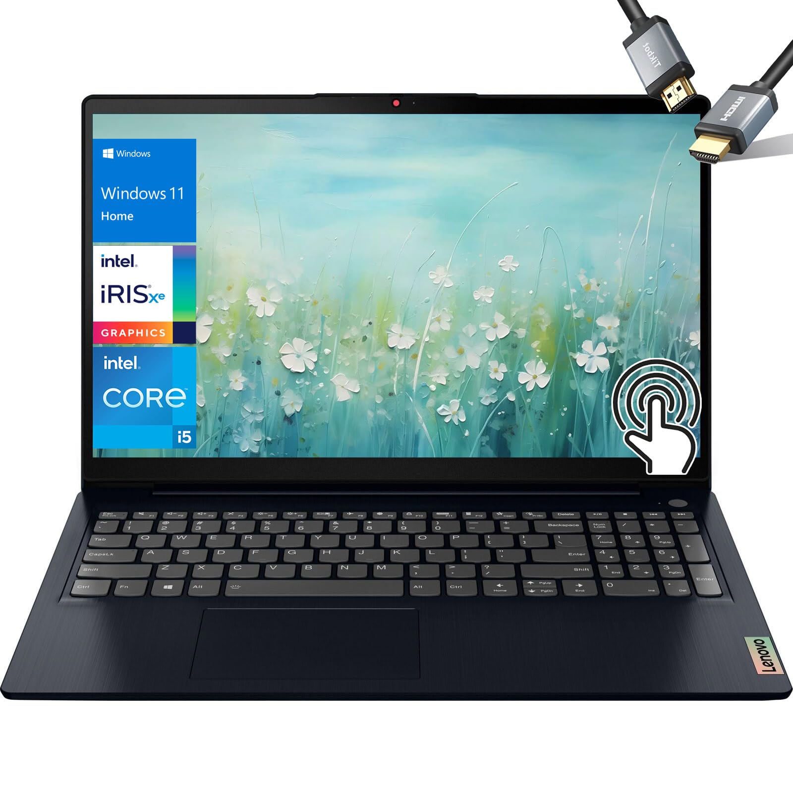 Lenovo 2023 IdeaPad 3i Laptop - Intel Core i5-1155G7-15.6" FHD (1920 x 1080) Touch Screen - 24GB Memory - 1TB SSD - Windows 11 Home - Abyss Blue – w/HDMI Cable