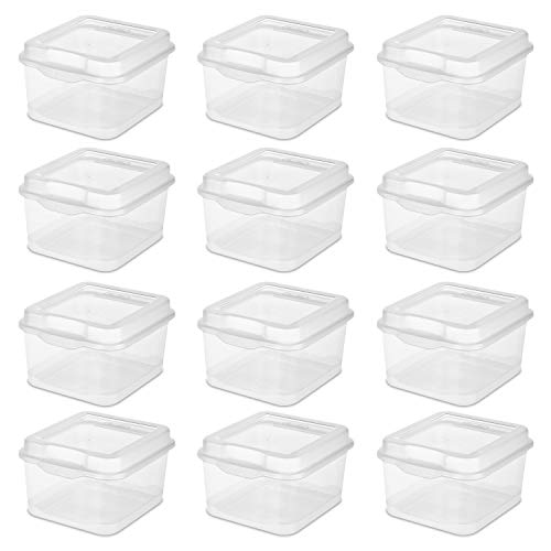 Sterilite 18038612 Flip Top, Clear, 12-Pack & 18058606 Large Flip Top, Clear, 6-Pack