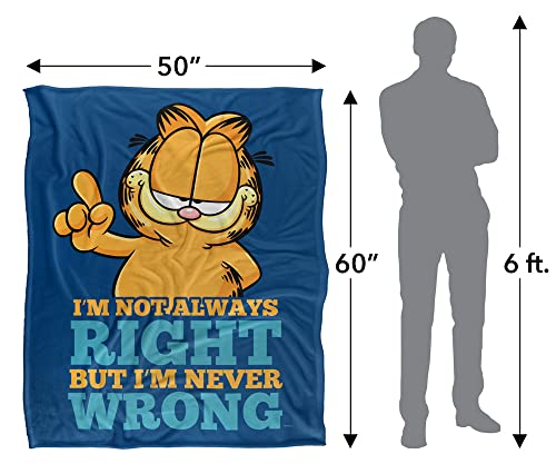Garfield Blanket, 50"x60", Never Ever Wrong Silky Touch Sherpa Back Super Soft Throw