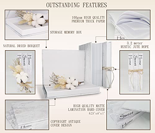 PMPX Decorative White Books, Secret Memory Box, 2 Hardcover Blank Journals Guest Book or Diary Home Sweet Home Rustic Farmhouse Décor Stacked Books for Wedding, Entry Way Table, Living Room Tables