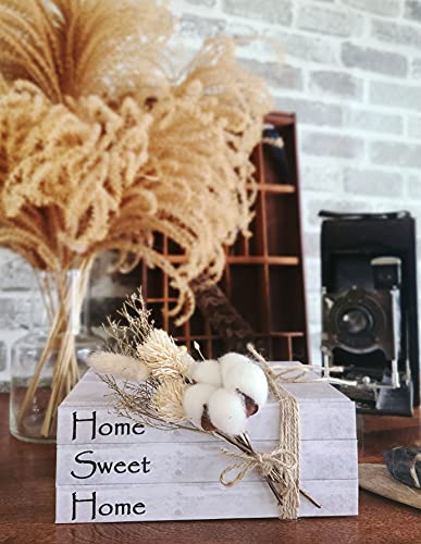 PMPX Decorative White Books, Secret Memory Box, 2 Hardcover Blank Journals Guest Book or Diary Home Sweet Home Rustic Farmhouse Décor Stacked Books for Wedding, Entry Way Table, Living Room Tables
