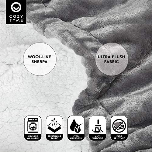 Mekhi Sherpa Polyester Throw Blanket with Feet Pocket Light Gray 28"x70"
