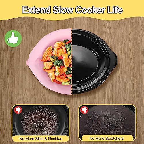 KAKALGAME 3 Pack Slow Cooker Liners,Reusable Silicone Slow Cooker Liners,Compatible with Crockpot 6-8 Quarts Oval or Round Pots - Safe Food Grade Silicone, Heat-resistant, Leakproof and Dishwasher