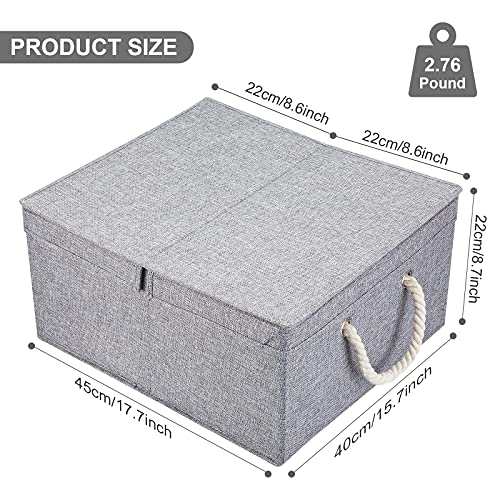 MEIMART Foldable Storage Box With Double Open Lid, Collapsible Linen Fabric Clothing Storage Bin Organizer Container Basket With Cotton Rope Handles (2)