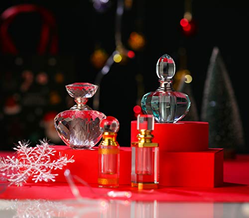 KECHU Delicate Green Empty Crystal Perfume Bottle Refillable Glass 3ml Transparent Green Decor