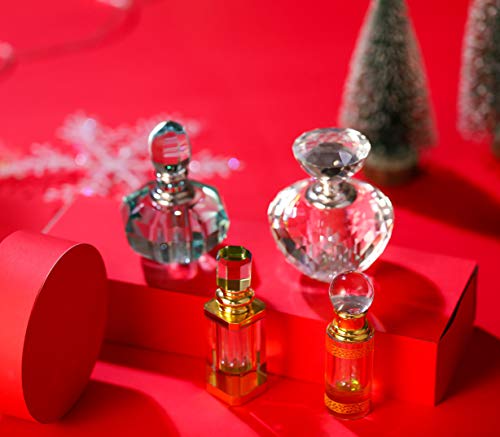 KECHU Delicate Green Empty Crystal Perfume Bottle Refillable Glass 3ml Transparent Green Decor
