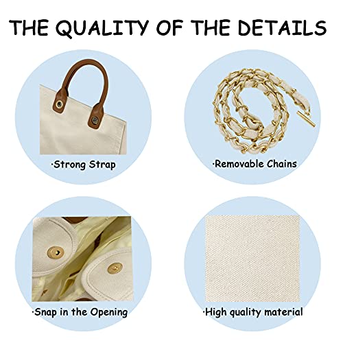 Hidora Women Canvas Handbag Purses Large Capacity Shoulder Bag For Ladies Daily Tote Bag(Beige)