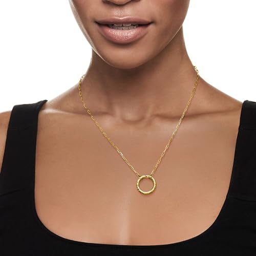 Ross-Simons 18kt Gold Over Sterling Paper Clip Link Necklace With Removable Circle Pendant. 18 inches