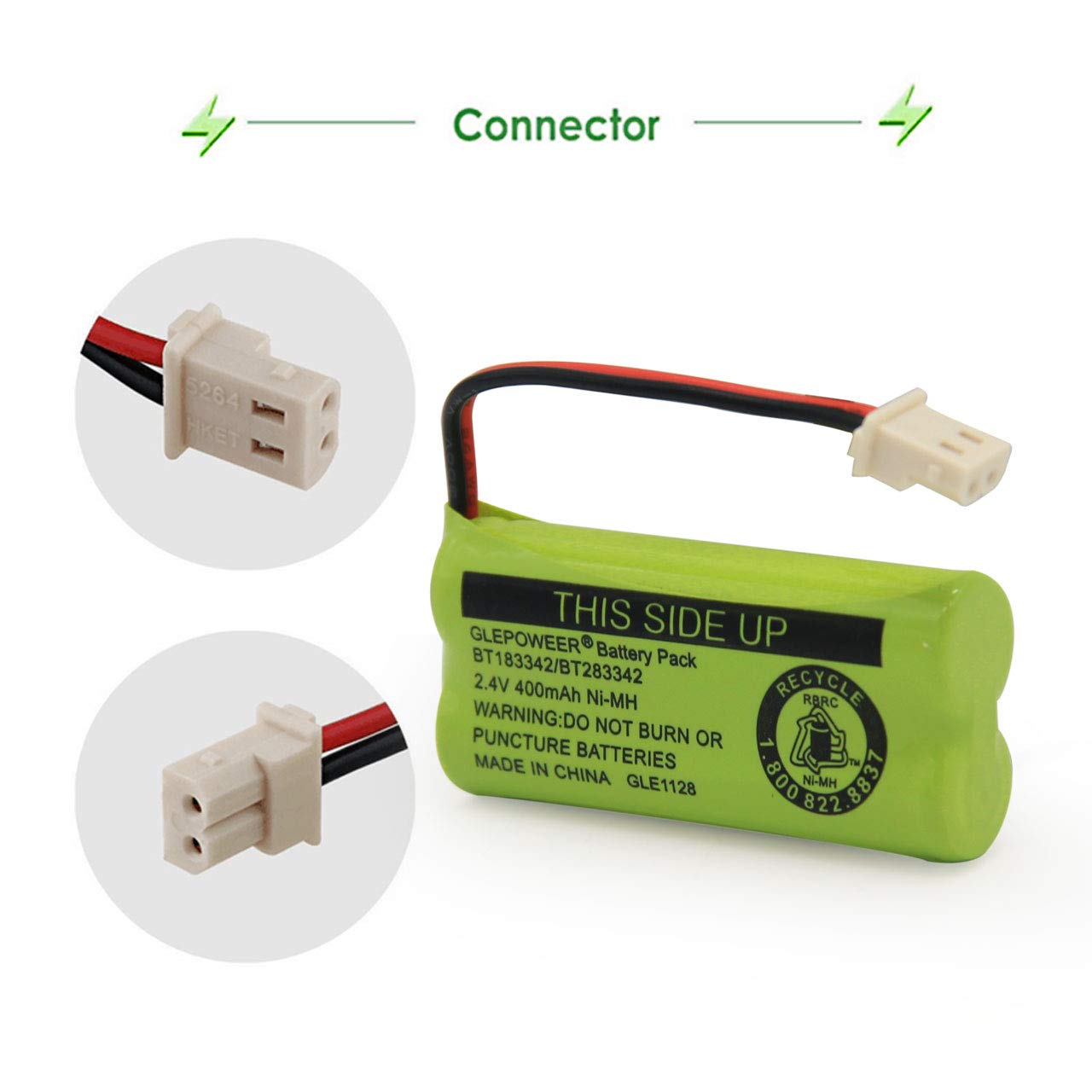 BT183342/BT283342 2.4V 400mAh Ni-MH Battery Pack Compatible with Cordless Phone Batteries BT166342/BT266342 BT162342/BT262342 (4 Pack BT183342)