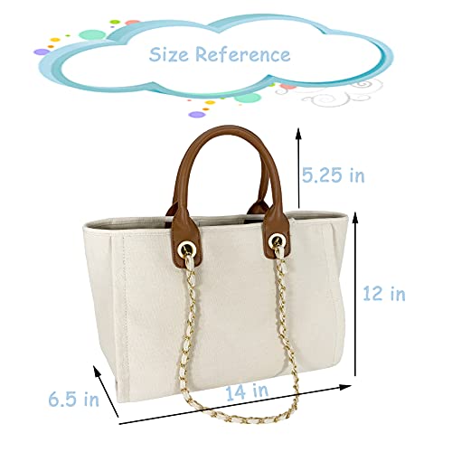 Hidora Women Canvas Handbag Purses Large Capacity Shoulder Bag For Ladies Daily Tote Bag(Beige)