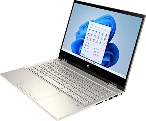 HP Pavilion 2-in-1 Convertible Business Laptop, 14'' FHD Touchscreen, Core i5-1155G7, Intel Iris Xe, 16GB RAM, 1TB SSD, Fingerprint, Bluetooth, Wi-Fi, Windows 11 Home, Gold, with 5ave Stylus Pen