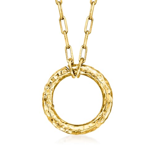 Ross-Simons 18kt Gold Over Sterling Paper Clip Link Necklace With Removable Circle Pendant. 18 inches