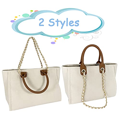 Hidora Women Canvas Handbag Purses Large Capacity Shoulder Bag For Ladies Daily Tote Bag(Beige)
