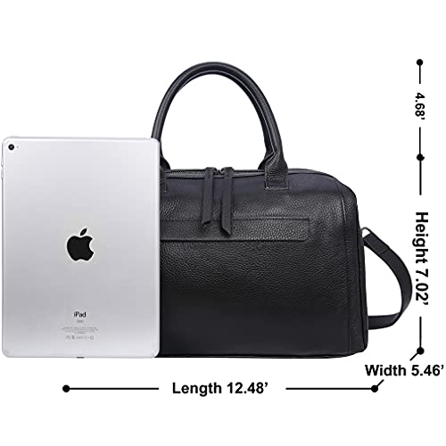 Iswee Genuine Leather Purses for Women Top Handle Handbags Soft Satchel Tote Shoulder Bag CrossBody Work Bag (Black)