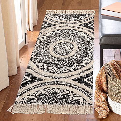Ailsan Boho Runner Rug 2.3' x 5.3', Mandala Hallway Runner Rug, Woven Cotton Washable Tufted Indoor Outdoor Rug Runner for Entryway Kitchen Laundry Room Doorway Bedroom