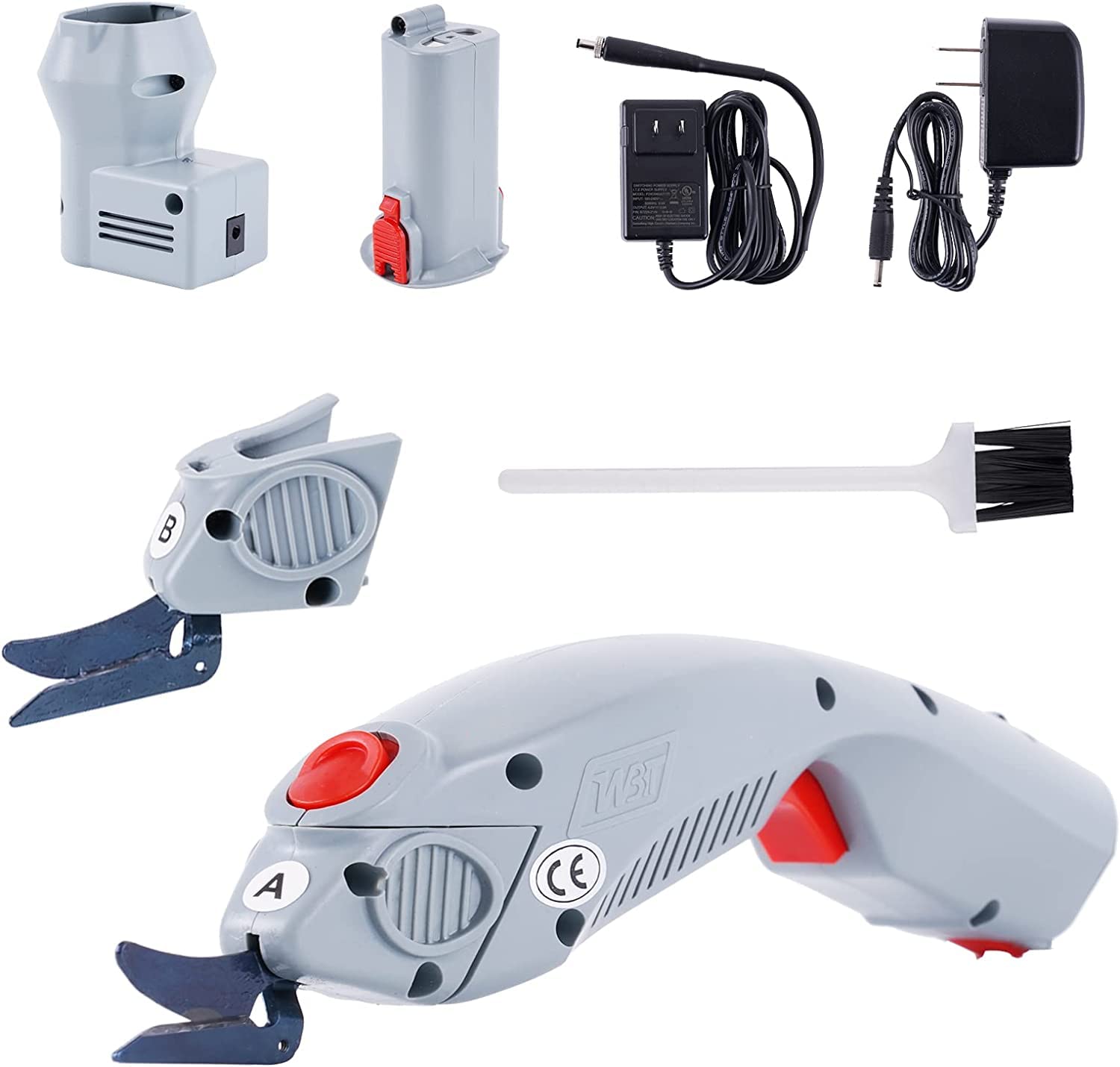 MXBAOHENG Wbt-1 Electric Fabric Scissors Cordless Fabric Shears Rechargeable Cloth Cutter for Carpet/Leather/Rubber/Paperboard (1 Battery & AB Blade)