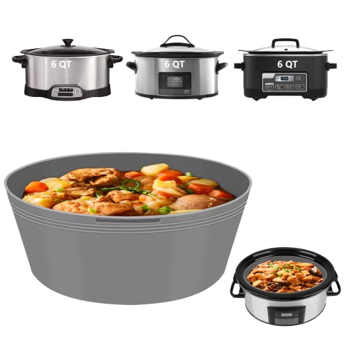 Slow Cooker Liners fit Crock-Pot 6 Quart Oval Slow Cooker,Reusable & Leakproof Dishwasher Safe Cooking Liner for 6 QT Crock Pot (1pcs-grey-6QT)
