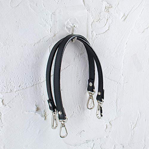 AUEAR, Replacement Handles Bag Purses Straps Black Handbag Strap for Handmade Bag Straw Bag (15.9 Inches, Style B, 2 Pack)