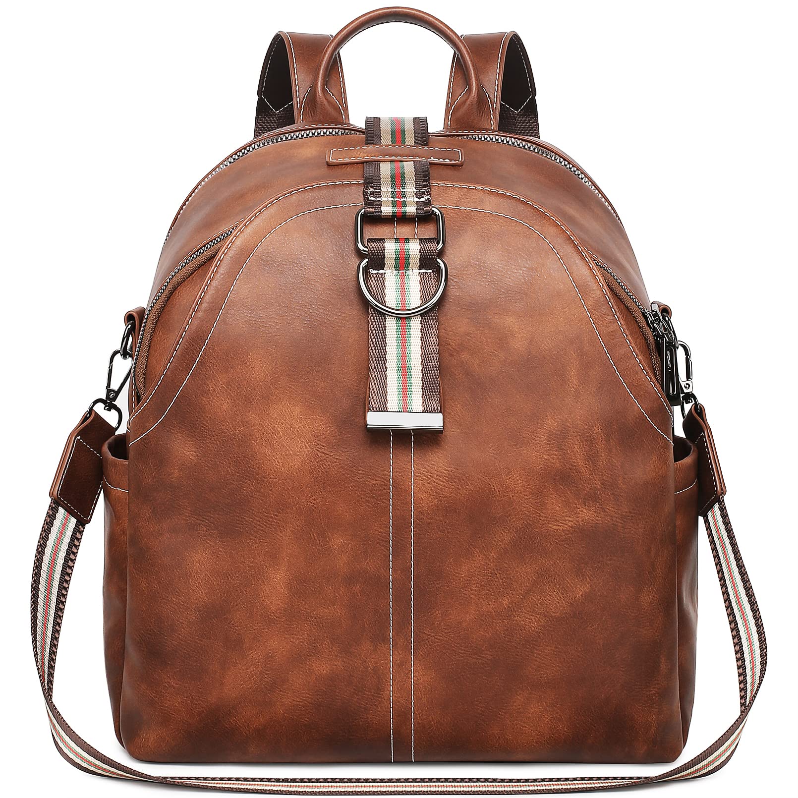 Backpack Purse for Women, Large Shoulder Bags for Work Office Airplane Travel College School Bookbag, Women's Fashion Anti-Theft PU Leather Satchel Handbags with USB Charging Port fits 13 inch Laptop