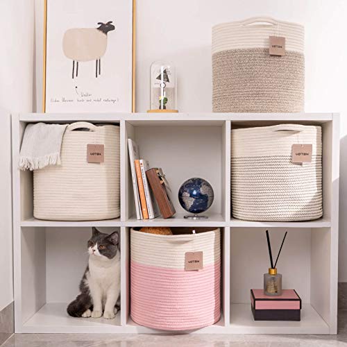 voten Off White Woven Storage Cubes Baskets Bins for 13x13 Cube Organizer/Shelving,Rope Baskets for Storage/Organizing,Toy Storage Bins,Cloth Closet Organizing Basket Bin 3 Packs,12.6x12.6ββ