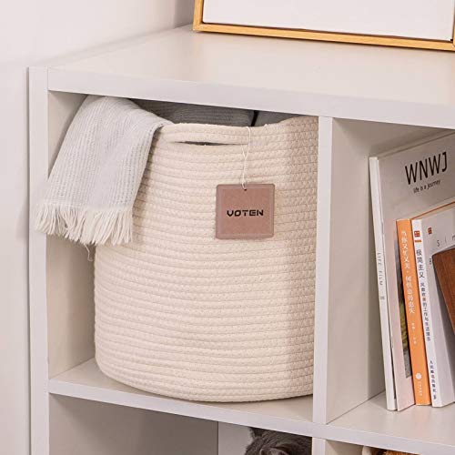voten Off White Woven Storage Cubes Baskets Bins for 13x13 Cube Organizer/Shelving,Rope Baskets for Storage/Organizing,Toy Storage Bins,Cloth Closet Organizing Basket Bin 3 Packs,12.6x12.6ββ