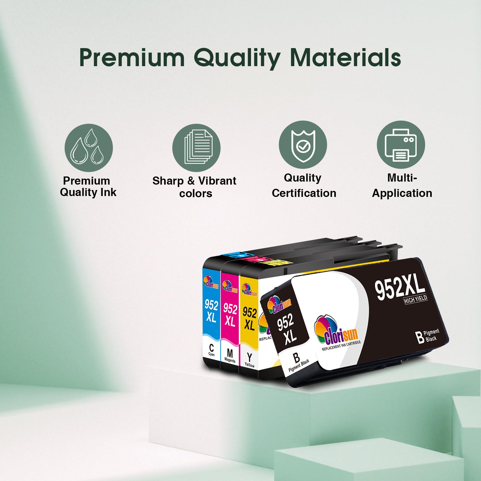 Clorisun 952 952XL Ink Cartridge Combo Pack Replacement for HP OfficeJet Pro 8710 7740 8720 8715 8210 8740 8702 7720 8725 8700 8730 Printer Ink (Black, Cyan, Magenta, Yellow, 4-Pack)