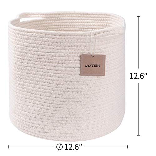 voten Off White Woven Storage Cubes Baskets Bins for 13x13 Cube Organizer/Shelving,Rope Baskets for Storage/Organizing,Toy Storage Bins,Cloth Closet Organizing Basket Bin 3 Packs,12.6x12.6ββ