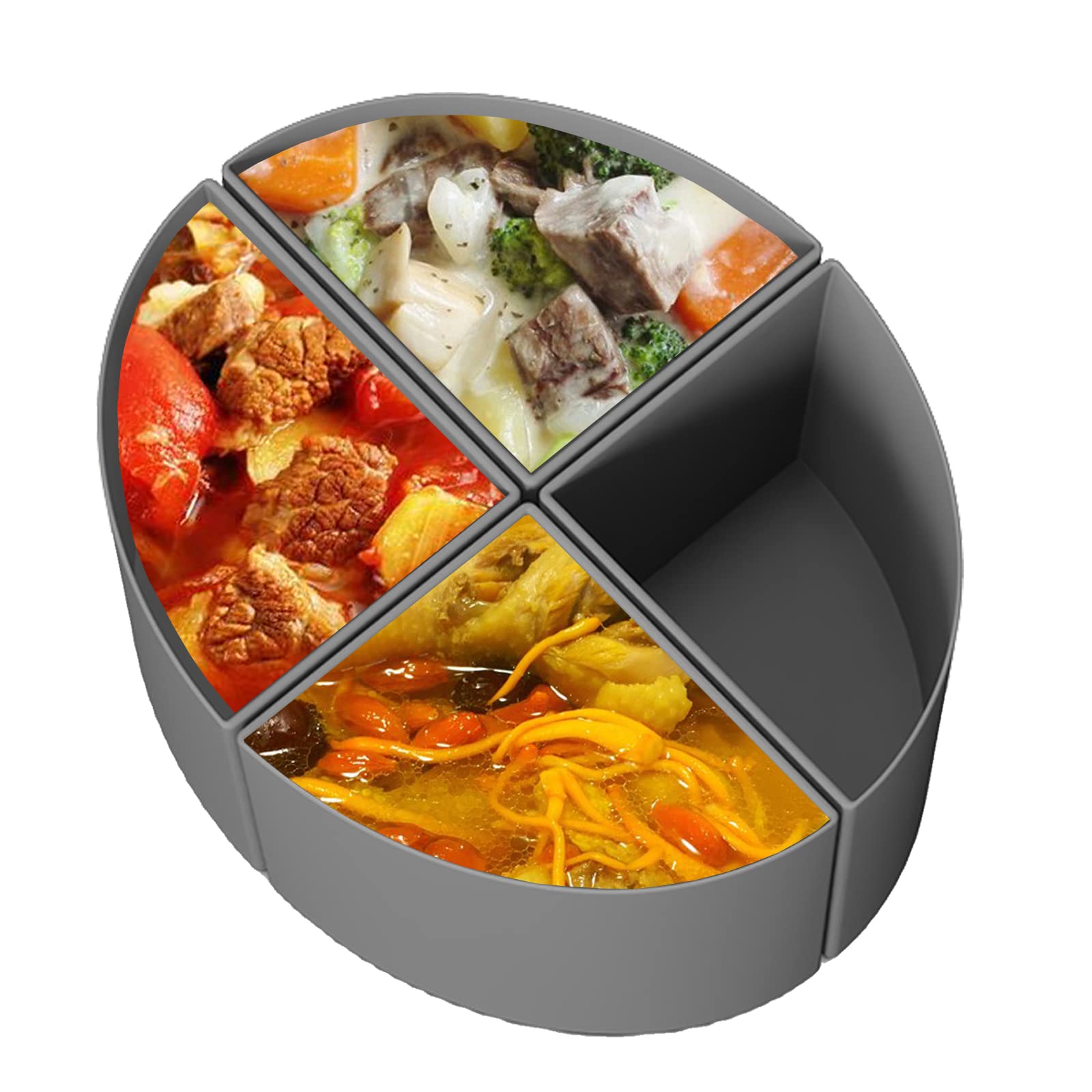 Slow Cooker Divider Liner fit 6 QT Crockpot, Reusable & Leakproof Silicone Crockpot Divider, Dishwasher Safe Cooking Liner for 6 Quart Pot (Grey)