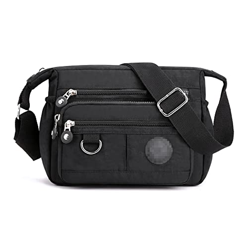 Crossbody Bag for Women Waterproof Multi-Pocket Messenger Bag Large Capacity Lightweight Shoulder Bag Casual Handbag for Daily Use Work Travel (Black)
