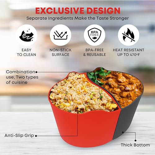 AMR 2in1 Slow Cooker Liners for 5-6 QT Crockpots, Silicone Crockpot Liner for Cooking 2 Dishes, Leak Proof & Dishwasher Safe