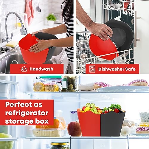 AMR 2in1 Slow Cooker Liners for 5-6 QT Crockpots, Silicone Crockpot Liner for Cooking 2 Dishes, Leak Proof & Dishwasher Safe
