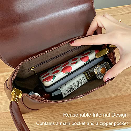 Small Clutch Shoulder Bag for Women Leather Mini Tote Handbag Purse with Buckle Closure (black)