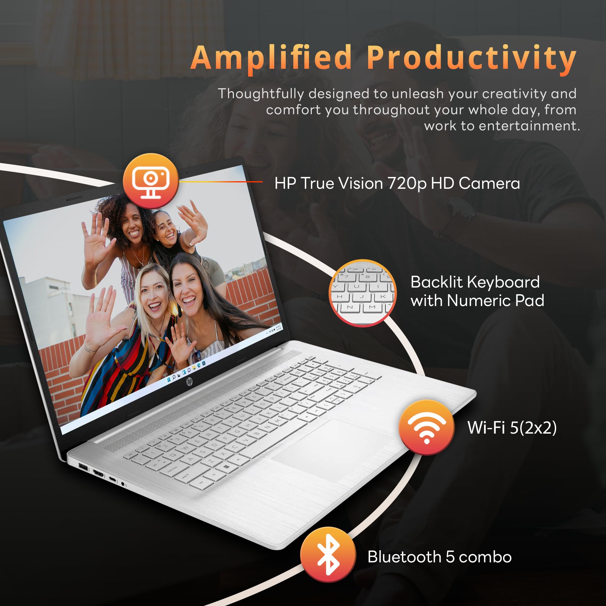HP 2022 17.3" FHD Home & Business Laptop, Intel Core i5-1155G7 Processor,16GB RAM, 512GB PCIe SSD, Intel Iris Xe Graphics, Wi-Fi, Bluetooth, HDMI, Win 11, Silver, (renewed)