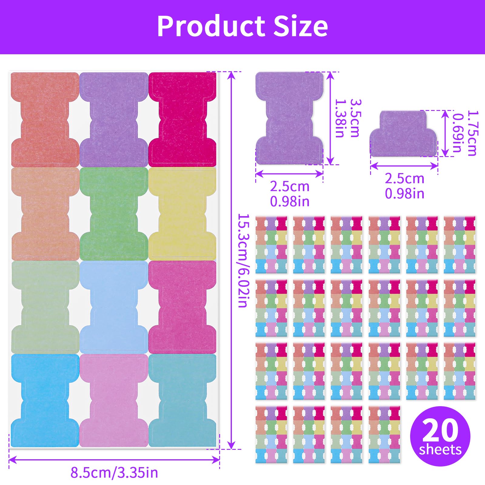 Bewudy Sticky Index Tabs 240PCS Writable Sticky Notes Flags Paper Tabs Page Markers Double Sided Book Tabs Annotation Tabs, for Labeling Classifying Planning, 12 Colours