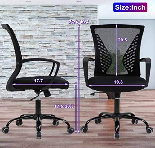 OffiClever Mesh Backrest Wheels Ergonomic Lumbar Support and Fully Adjustable Executive Office Chair, Black
