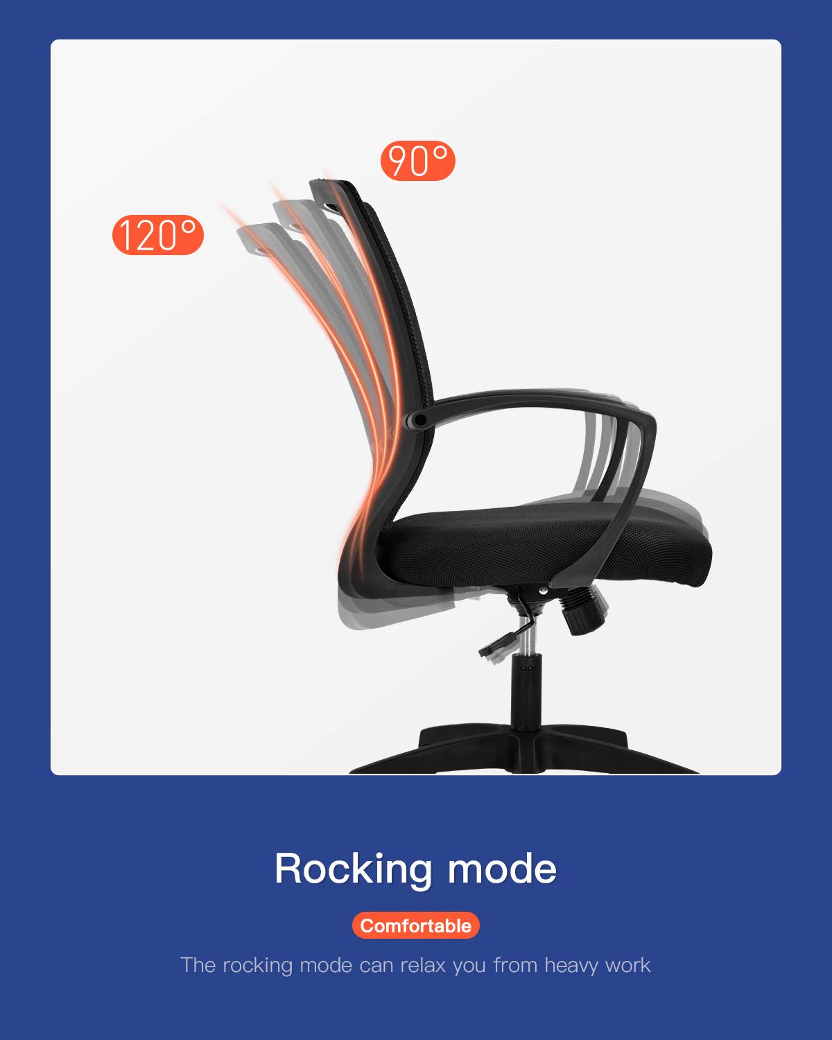 OffiClever Mesh Backrest Wheels Ergonomic Lumbar Support and Fully Adjustable Executive Office Chair, Black