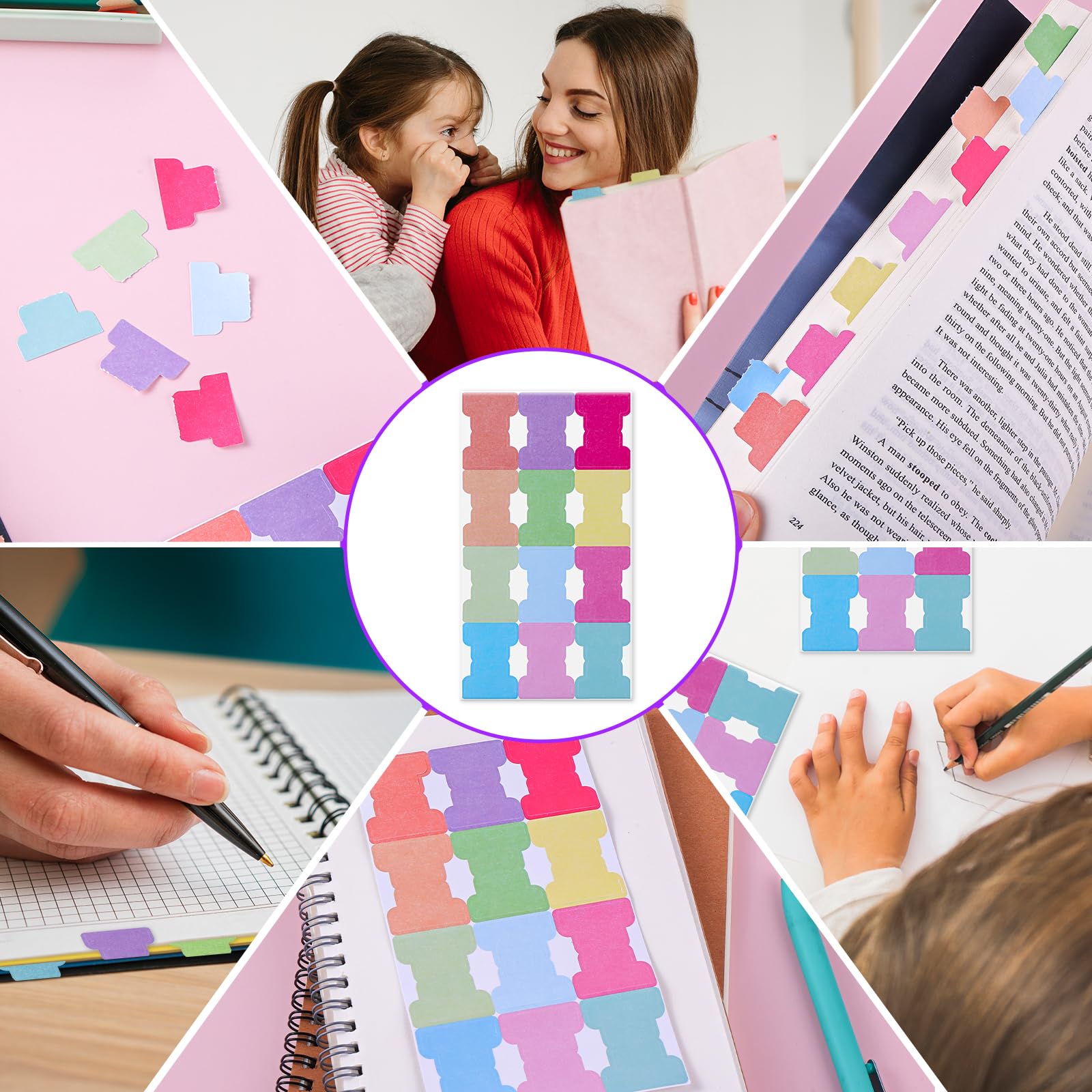 Bewudy Sticky Index Tabs 240PCS Writable Sticky Notes Flags Paper Tabs Page Markers Double Sided Book Tabs Annotation Tabs, for Labeling Classifying Planning, 12 Colours