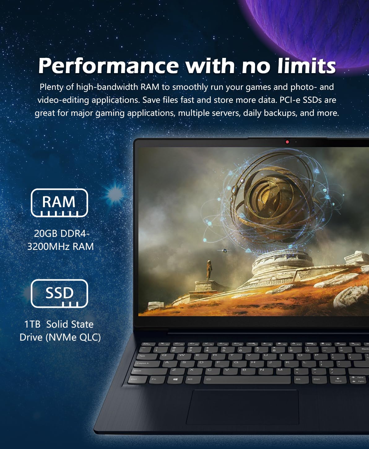 Lenovo 2023 Ideapad 3 Laptop, 15.6" HD Touchscreen, 11th Gen Intel Core i5-1155U Processor, 20GB DDR4 RAM, 1TB PCIe NVMe SSD, HDMI, Webcam, Wi-Fi 6, Bluetooth, Windows 11 Pro, Abyss Blue