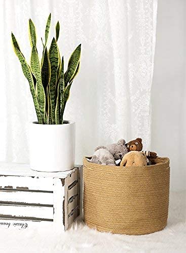 Goodpick Boho Jute Rope Storage Basket with Handles (Set of 2)