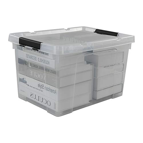 Pekky 34 Quart Clear Storage Bins with Lid, Latching Box Totes (4 Packs)