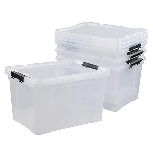 Pekky 34 Quart Clear Storage Bins with Lid, Latching Box Totes (4 Packs)