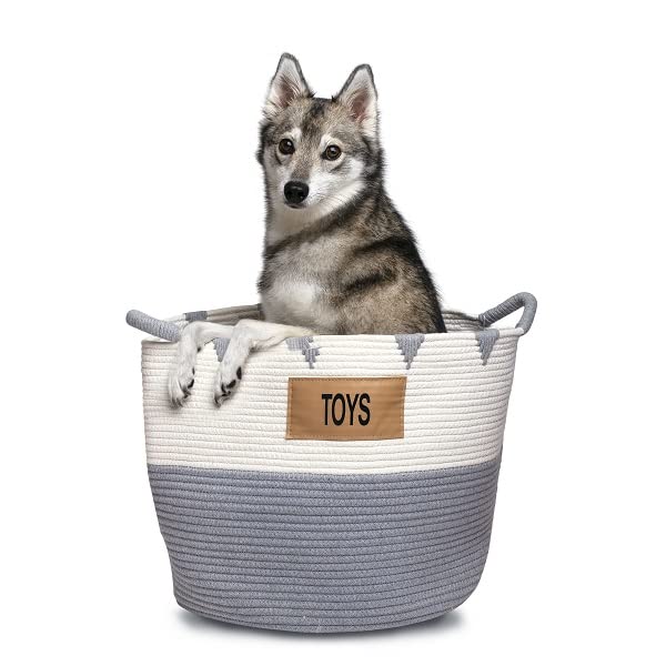 Midlee White & Grey Triangle Toys Basket