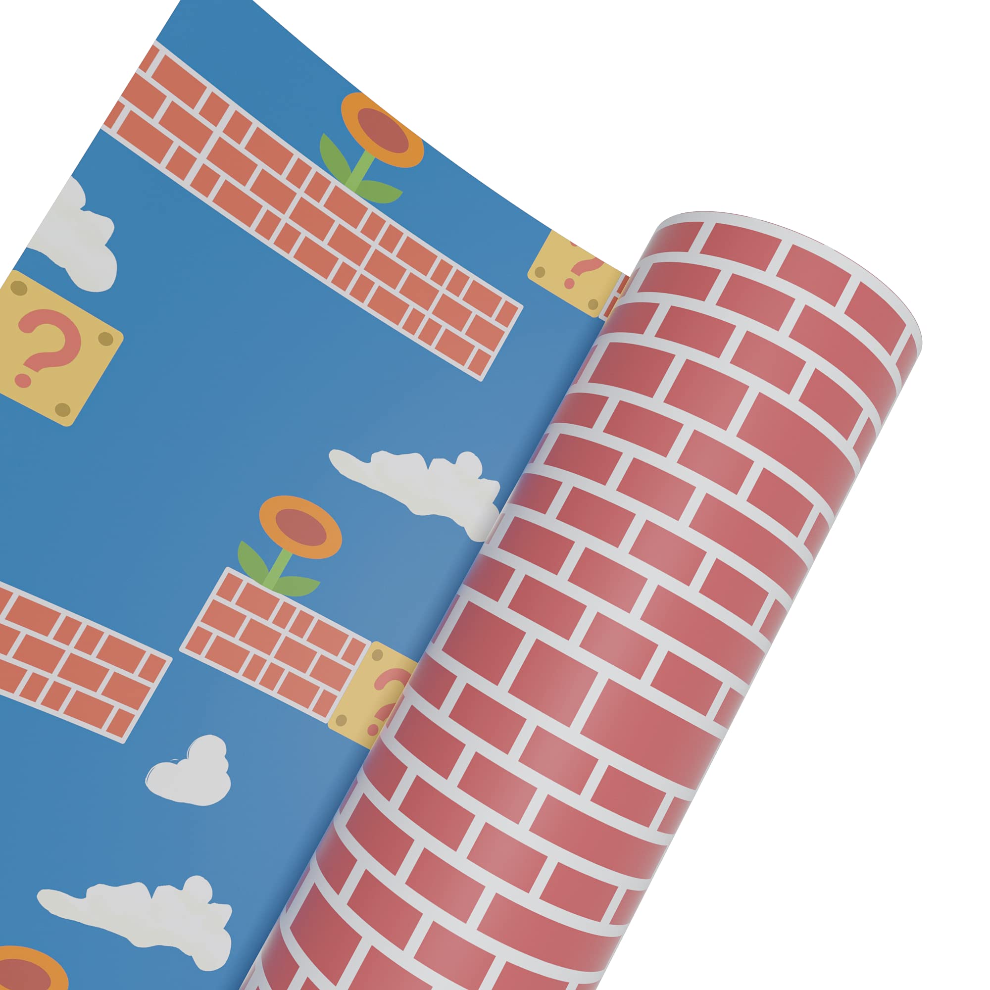 Reversible Gift Wrapping Paper-Rolled 5 Sheets-Game-Includes Ribbon and Double-sided Tape-Unique Design for Anniversary Birthdays Valentine's Day Party Christmas Holiday Present(33"" X 17.5"" each sheet)