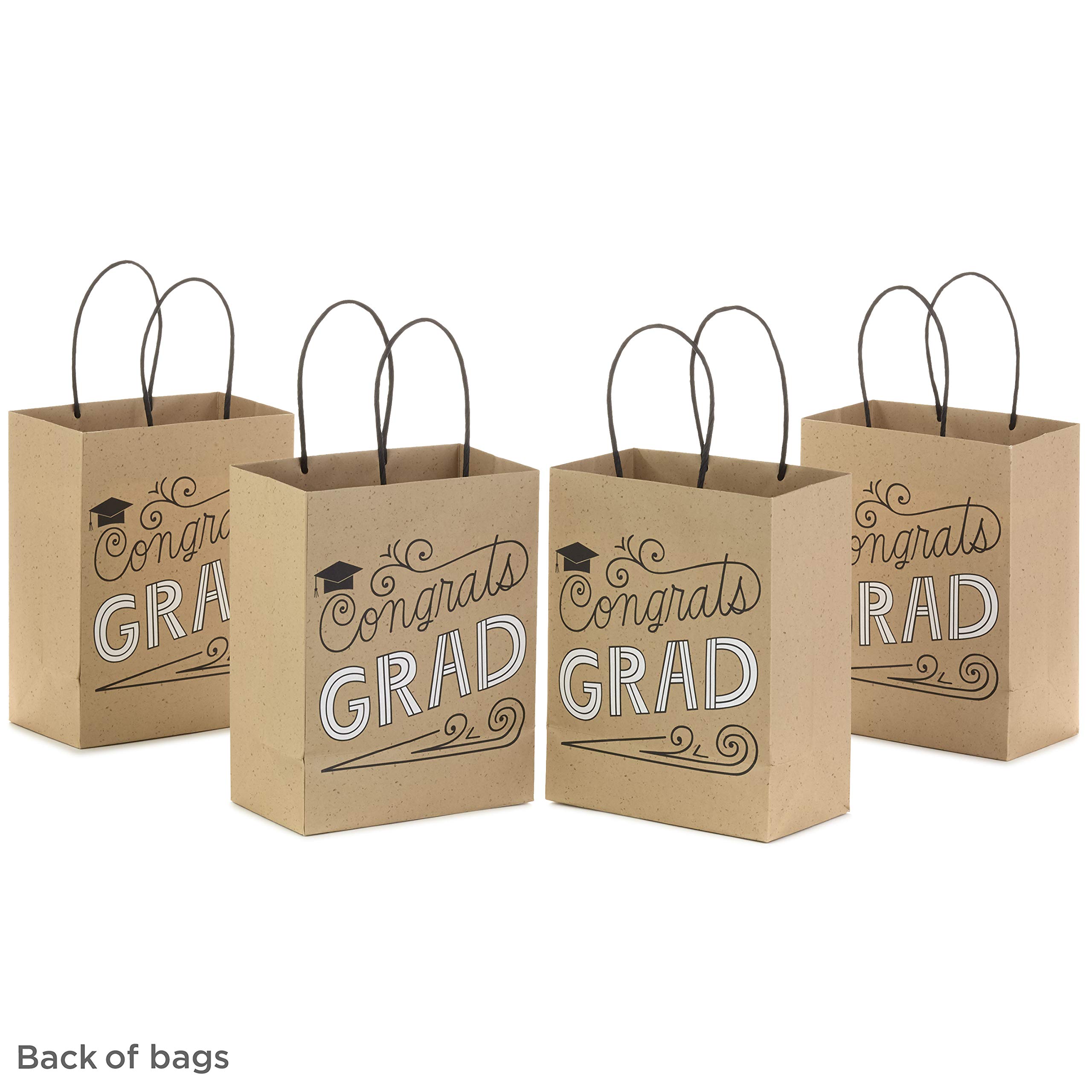 Hallmark 7" Small Graduation Gift Bags (Pack of 4: Congrats Grad) for High School, College, 8th Grade, Kindergarten, Nursing School Graduates