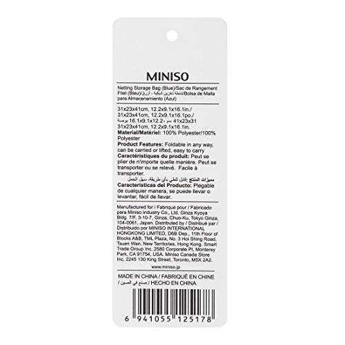 MINISO Multi-Purpose Storage Bag with Netting, Canvas Storage Basket with Stylish Design (Blue)