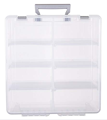 AB Designs 6990ABD Super Satchel Double Deep with Removable Dividers, Stackable Home Storage Organization Container, Clear with Sliver Latches and Handle