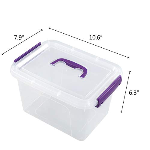 Sosody 6 Quart Plastic Storage Box with Lids and Handles, 6 Packs