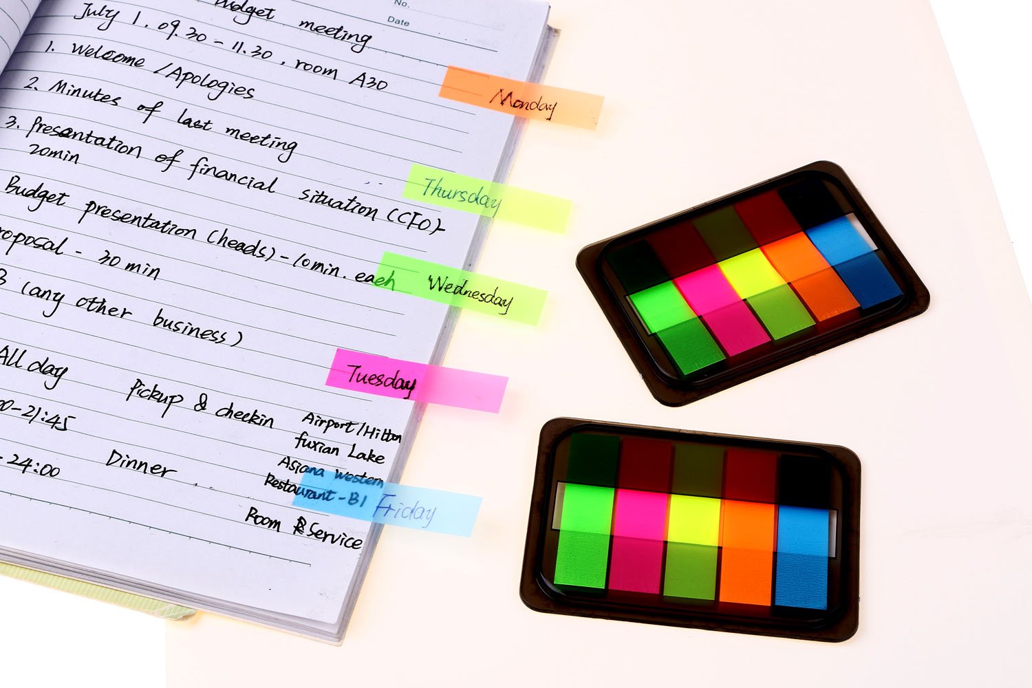 Mini Skater 2 Sheets Cute Neon Index Tabs Label Memo Paper Sticky Note for Page Marker, 5 Colors, 200PCS